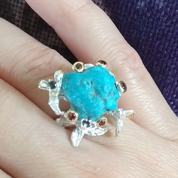 Jewelry | Beautiful Genuine Arizona Turquoise Art Ring | Poshmark
